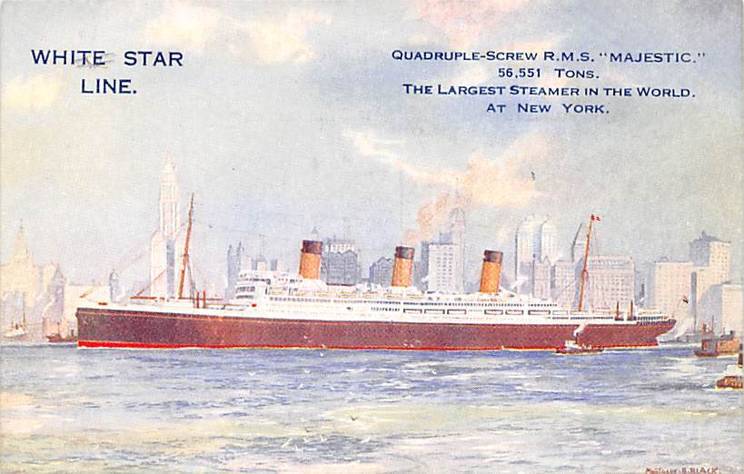 SS Majestic White Star Line Writing on back, missing stamp | Topics ...