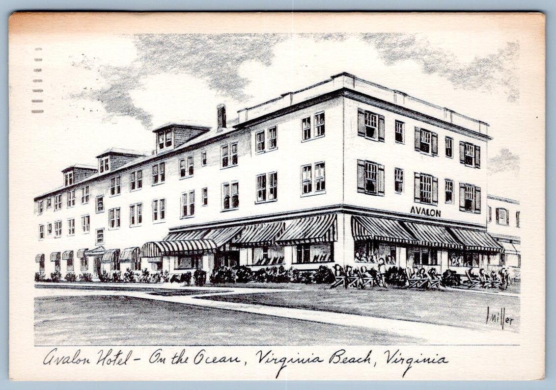 1967 Avalon Hotel Virginia Beach VA Lester Miller Artist Pencil Sketch ...