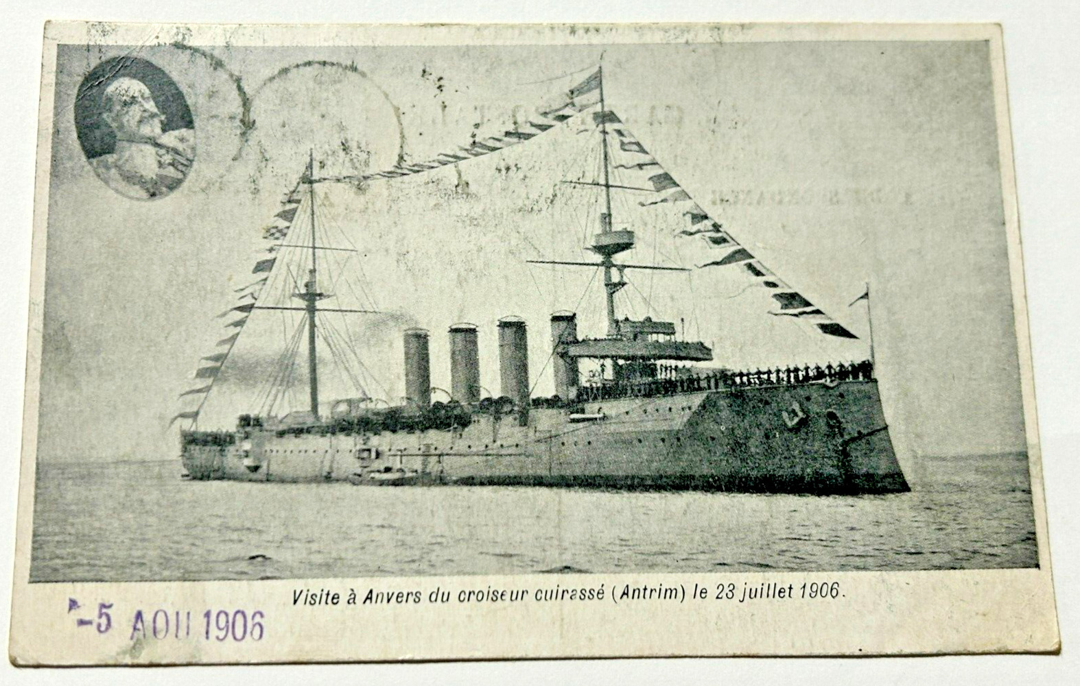 HMS Antrim Cruiser Ship Royal Navy Vintage Postcard RPPC 1906 | Other ...