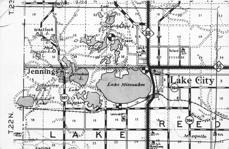 J65/ Lake Missaukee Jennings Lake City Michigan RPPC Postcard c40 Map ...