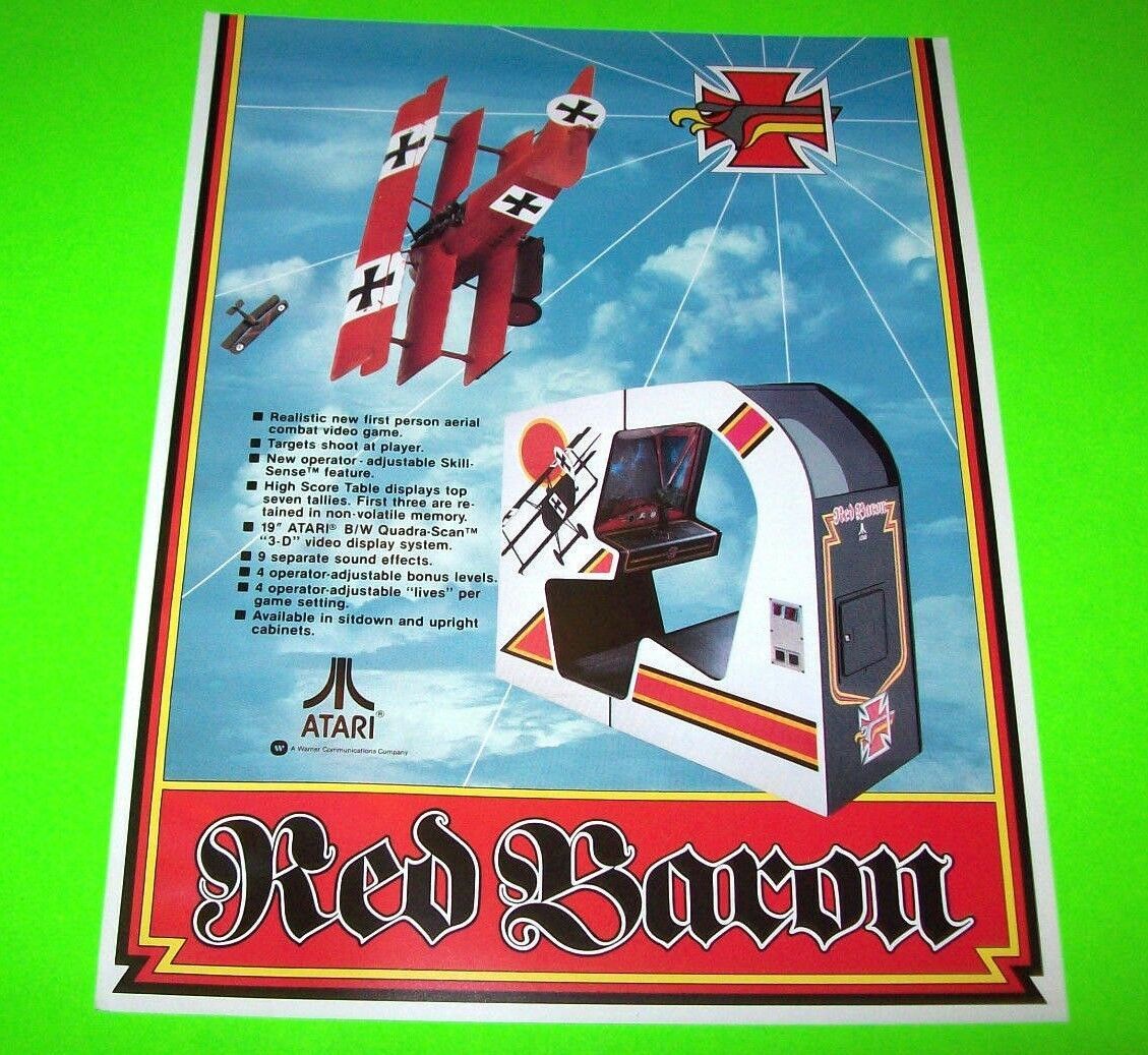 Atari Red Baron Arcade FLYER 1981 Original NOS Video Game Art Print ...