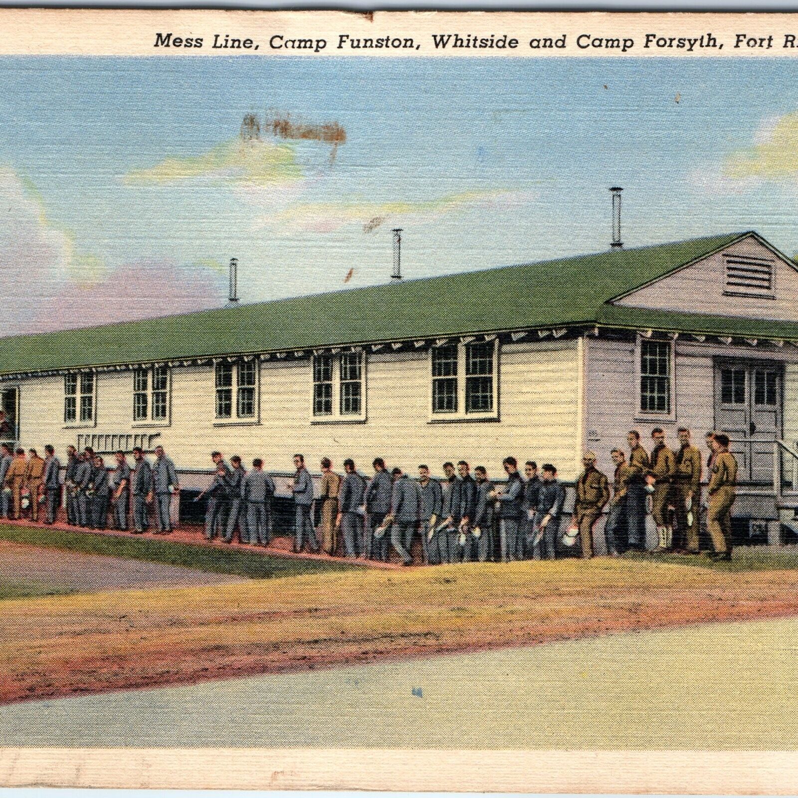 c1940s Fort Riley, KS Camp Funston Mess Food Line Whitside Forsyth WWII ...