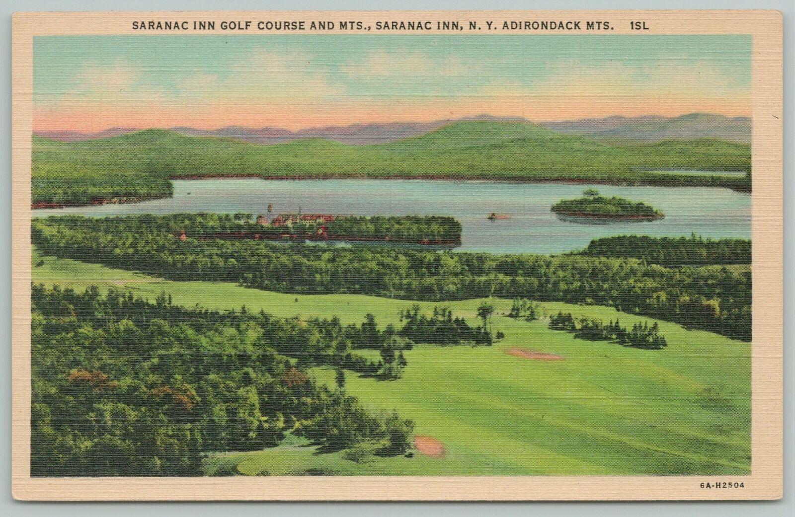 Adirondack Mountains New York~Saranac Inn Golf Course~1940s Linen ...