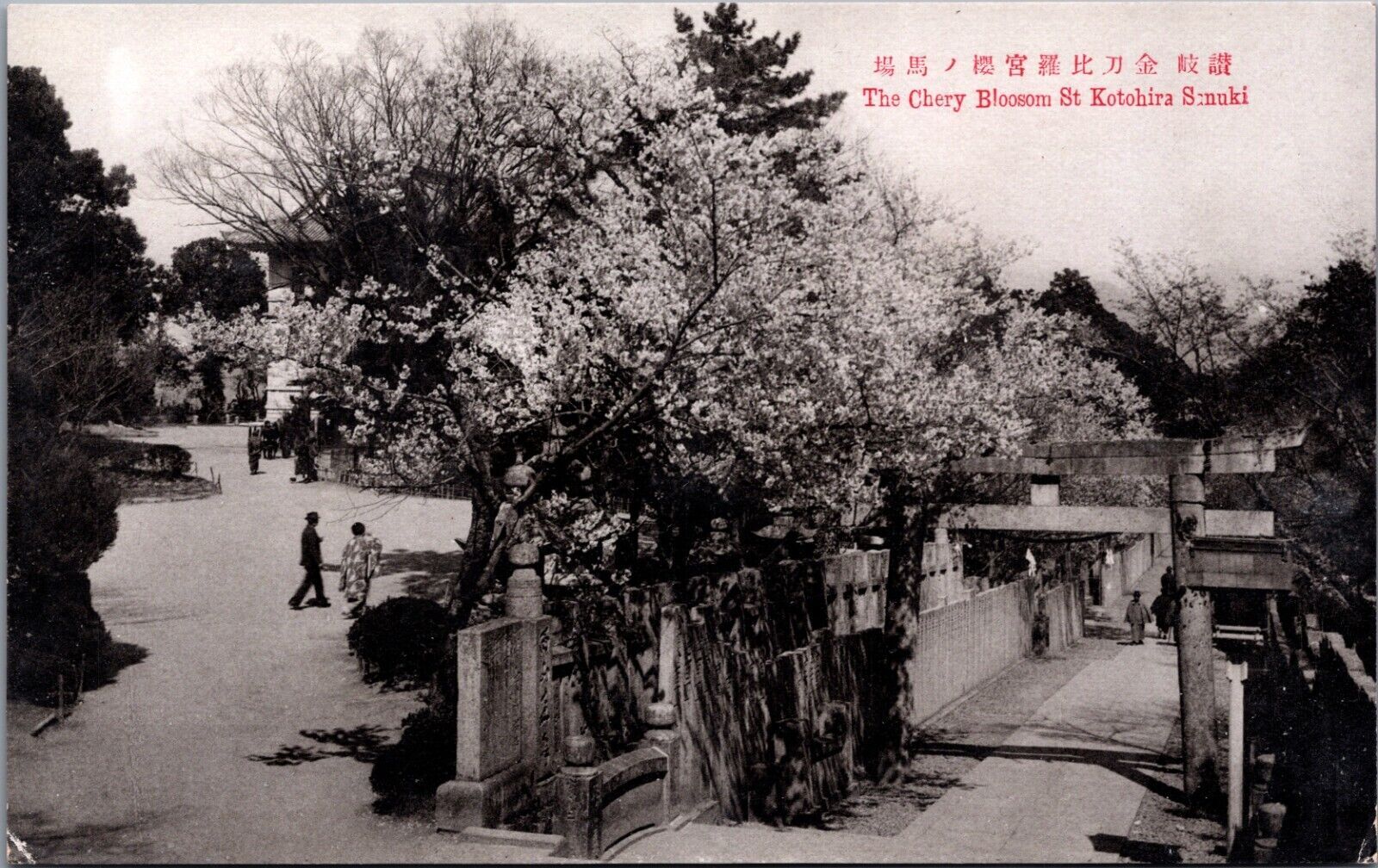 Japan The Cherry Blossom St Kotohira Smuki Kotohira-gū Vintage Postcard ...