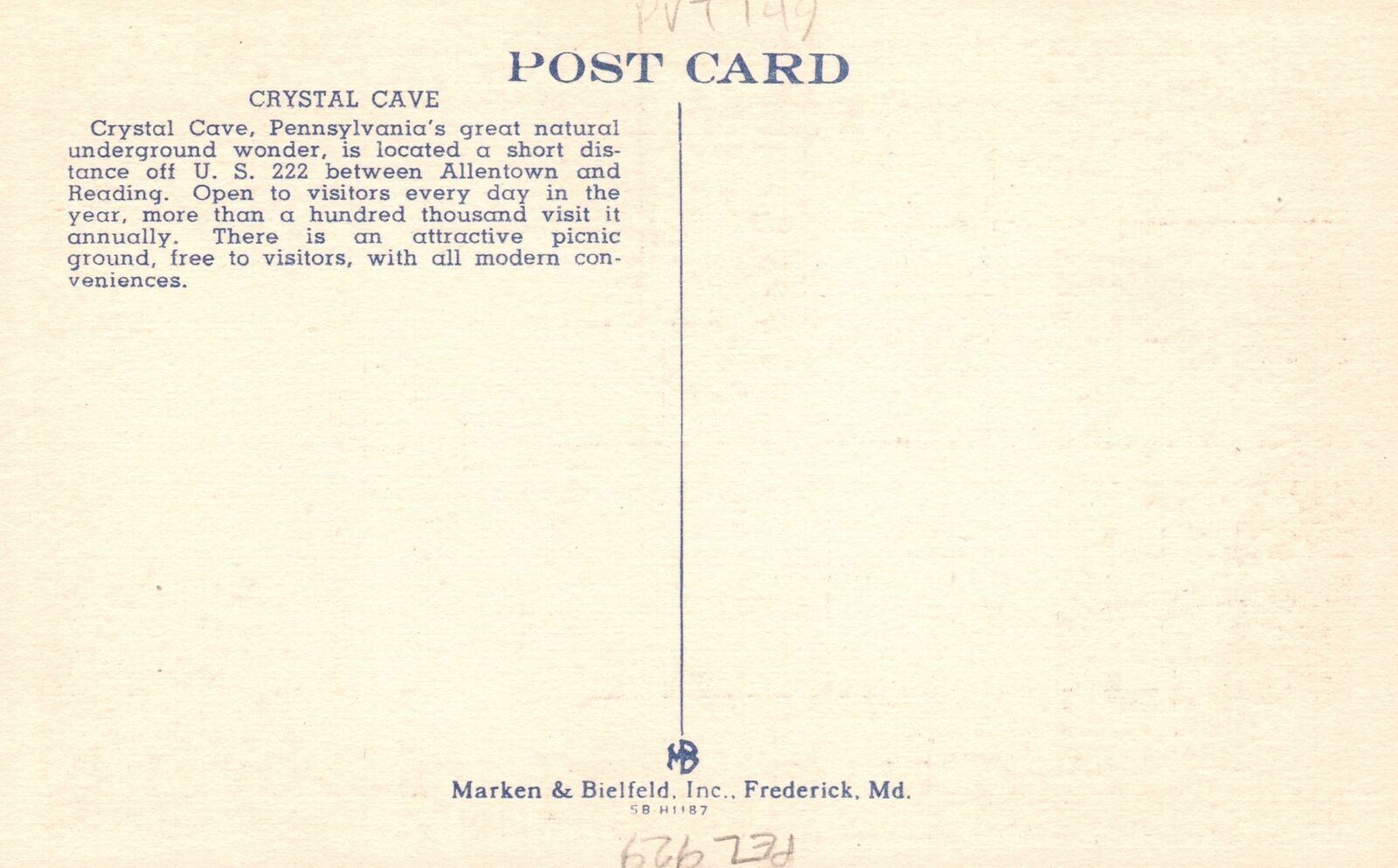 Vintage Postcard 1930's Natural Bridge Underground Crystal Cave ...