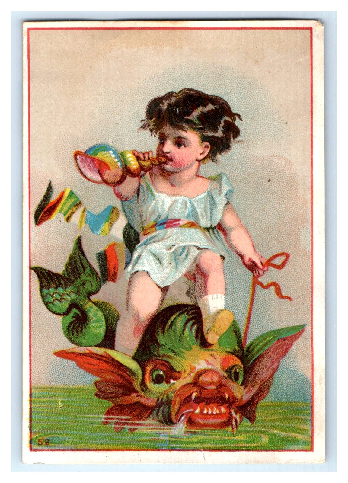 1880s A Schilling & Co Pioneer Baking Powder Cherub Dolphin Fish Sea ...