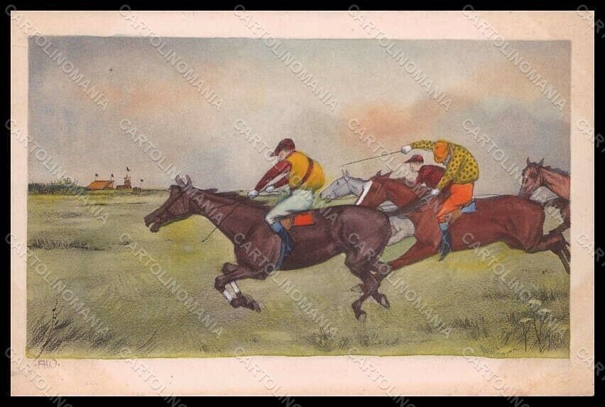 Artist Signed Illustratori A W Horse Rider Racing Sport postcard VK6835 ...