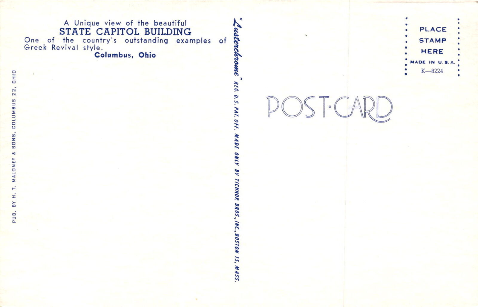 Vintage State Capitol Building Postcard, Columbus Ohio, Greek Revival ...