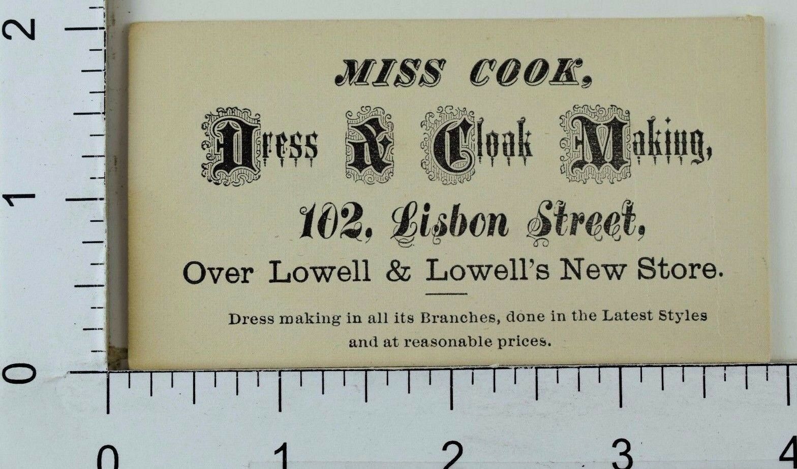 Victorian Trade Card Miss Cook Dress & Cloak Making Fabulous! F72 ...