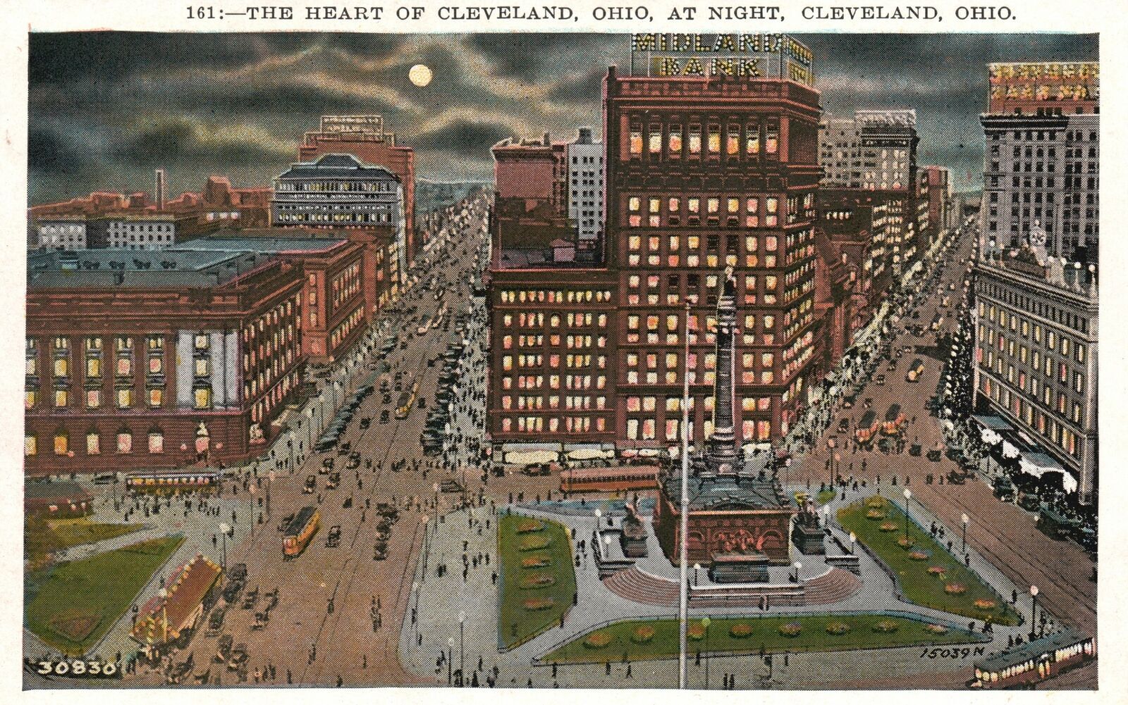 Vintage Postcard 1920's At Night Scenic Night View The Heart Of ...