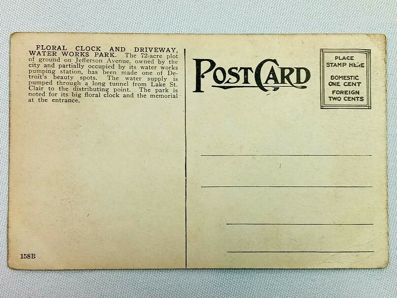 Vintage Postcard 1910's Floral Clock and Driveway Water Works Park ...