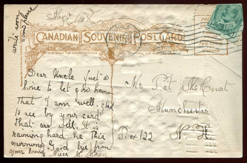 h3769 - MONTREAL Quebec Postcard 1908 Embossed Airbrushed Incline ...