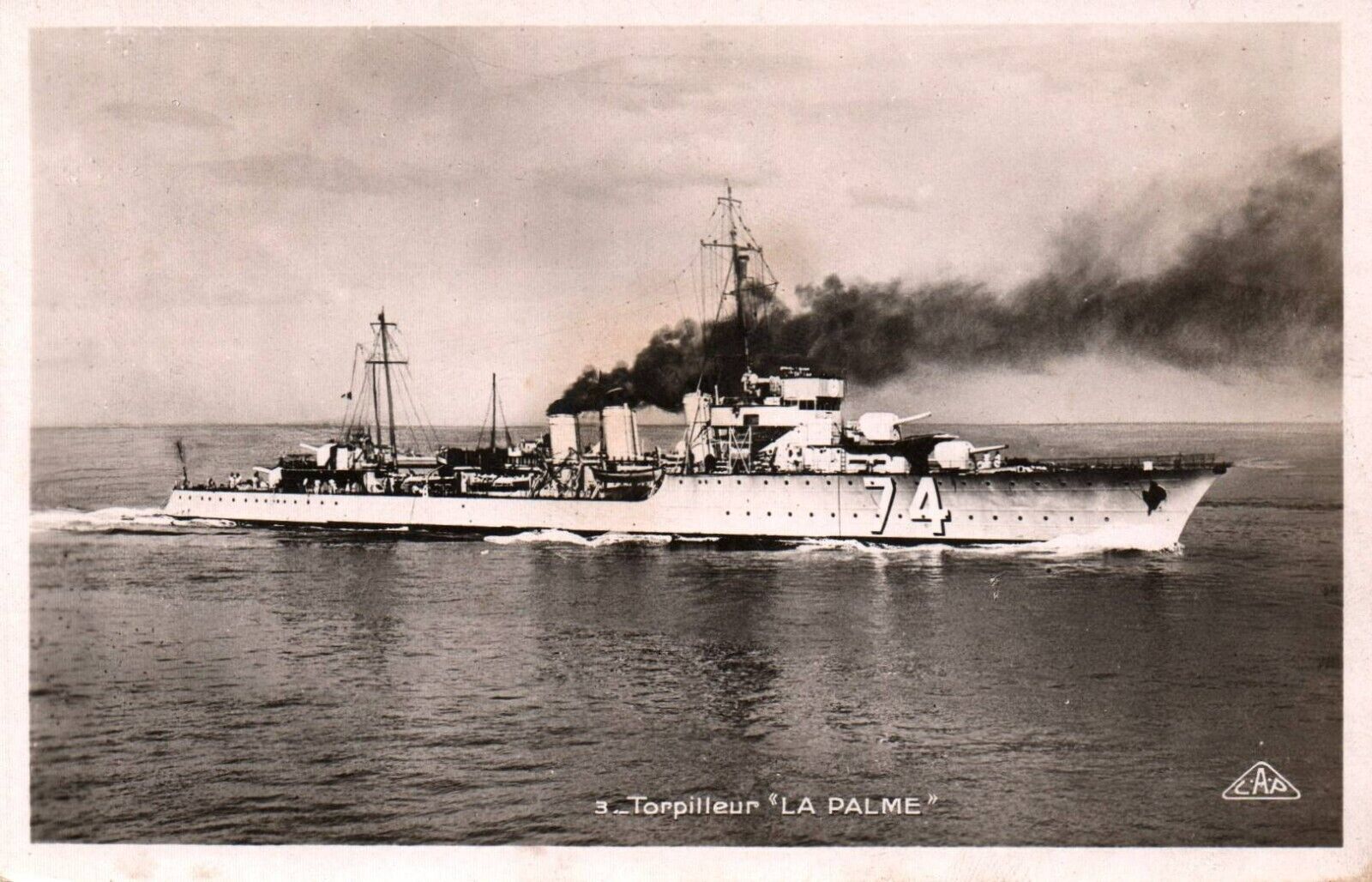 RPPC Photo French Navy Destroyer La Palme Torpedo Boat War Time ...
