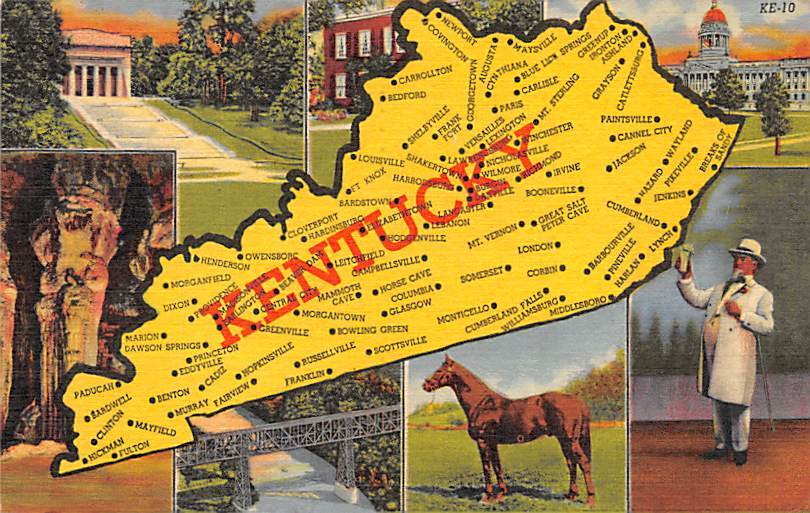 KY Map KY State Map KY | United States - Kentucky - Other, Postcard ...