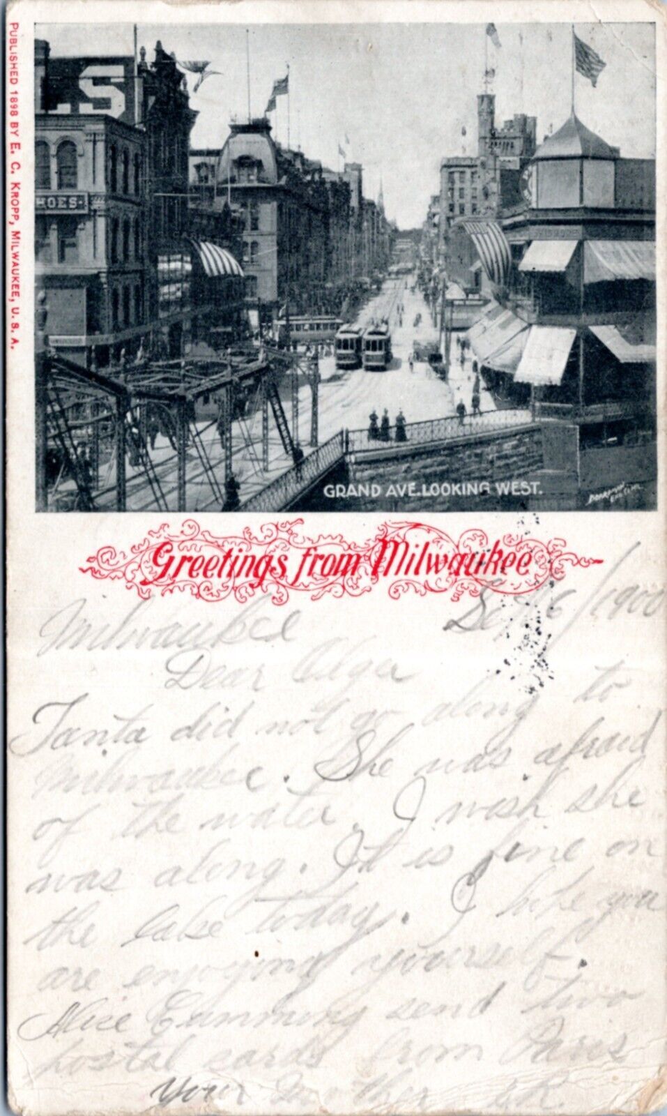 PMC - 1898 Wisconsin - Greetings from Milwaukee - Grand Ave Looking ...