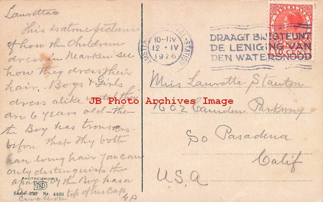 Dutch Children in Native Ethnic Costume, Marken Netherlands, 1926 PM ...