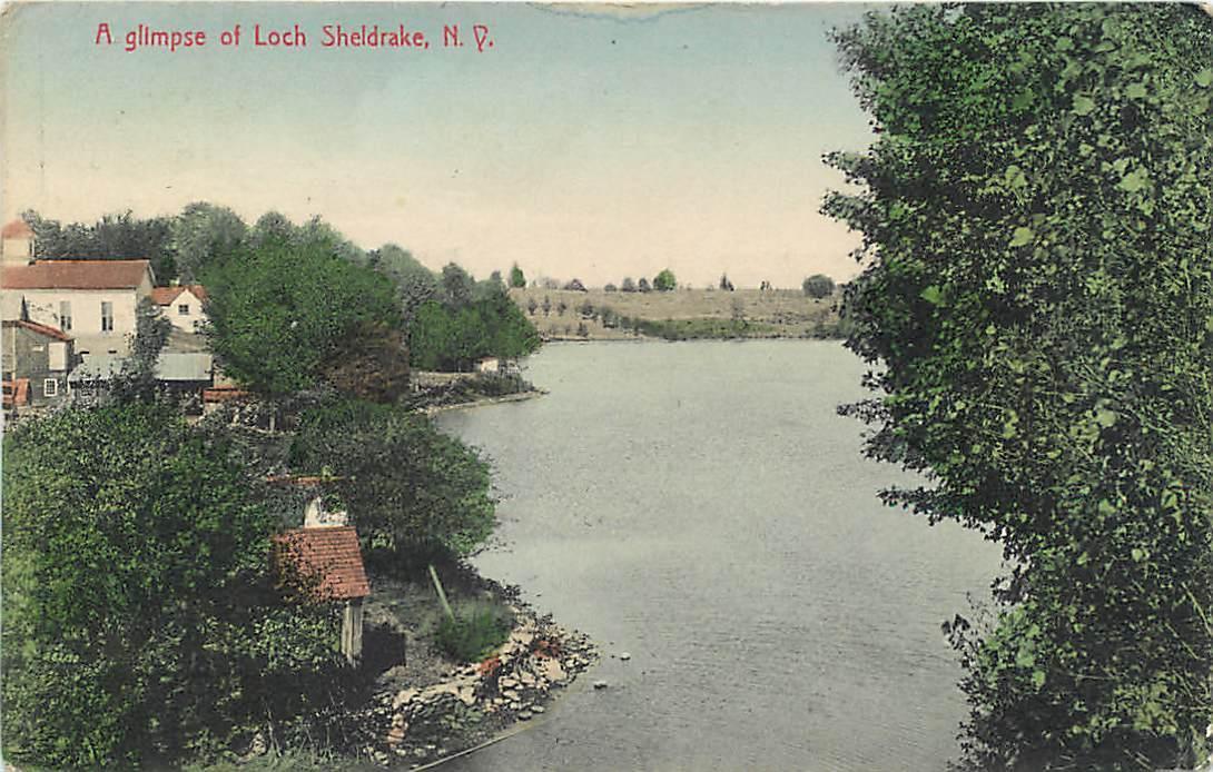 LOCH SHELDRAKE, New York NY Handcolored Glimpse of Lake 1910 Postcard ...