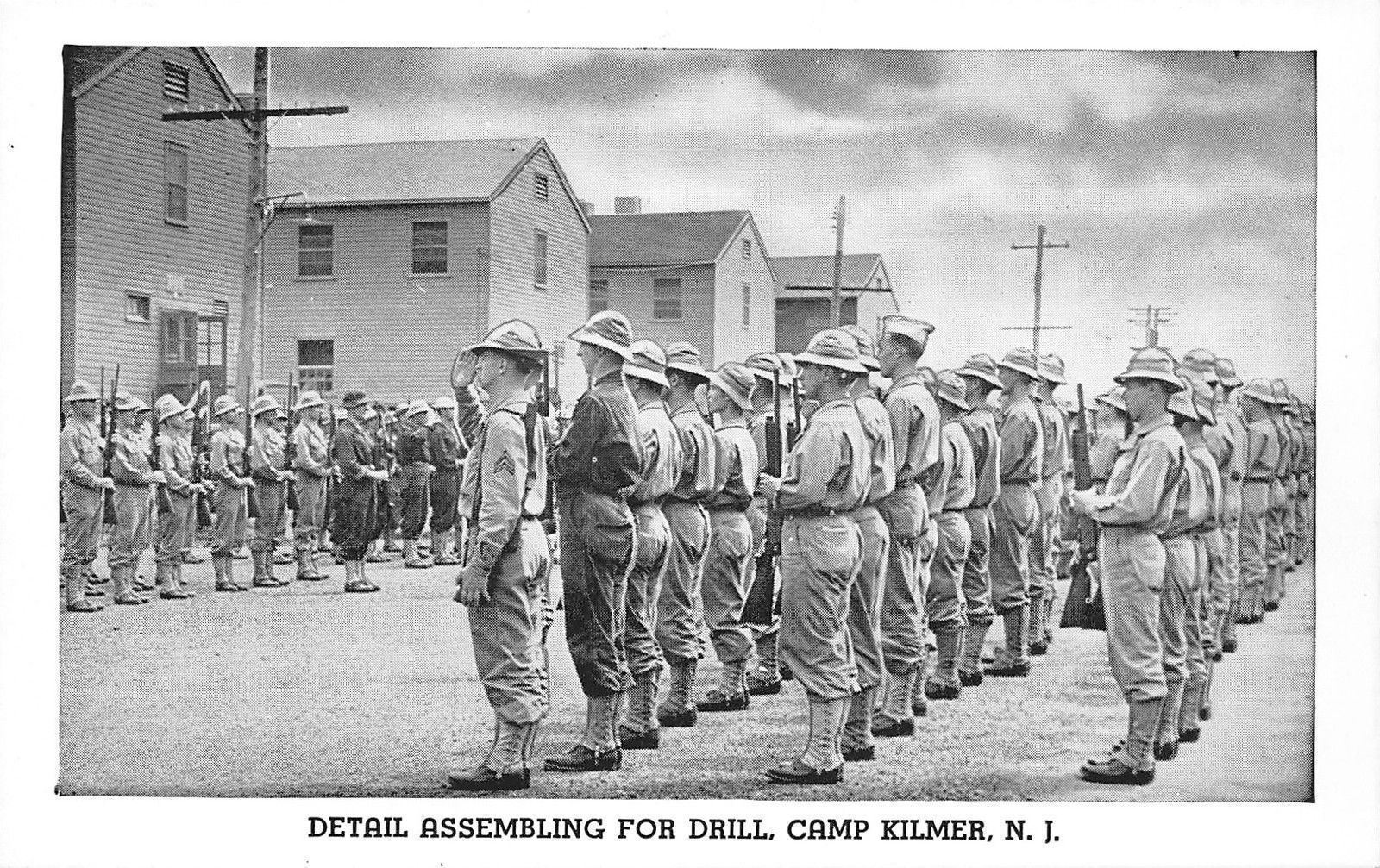 Camp Kilmer New Jersey~WWII Army Post~Detail Assembles for Drill~1940s ...
