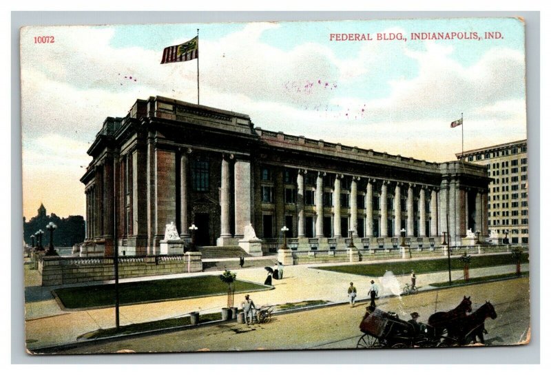 Vintage 1910's Postcard Federal Building Horse & Buggy Indianapolis ...