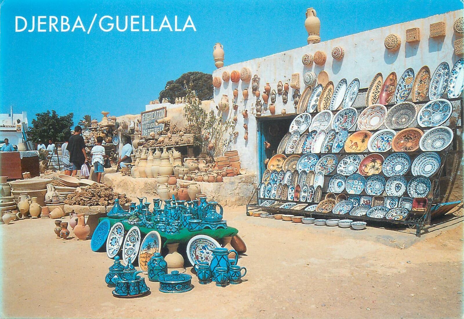 Postcard Tunisia Djerba Guellala ceramics pottery street market types ...