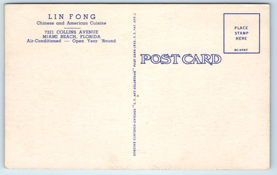 MIAMI BEACH, Florida FL ~ Interior LIN FONG Chinese Restaurant Linen ...