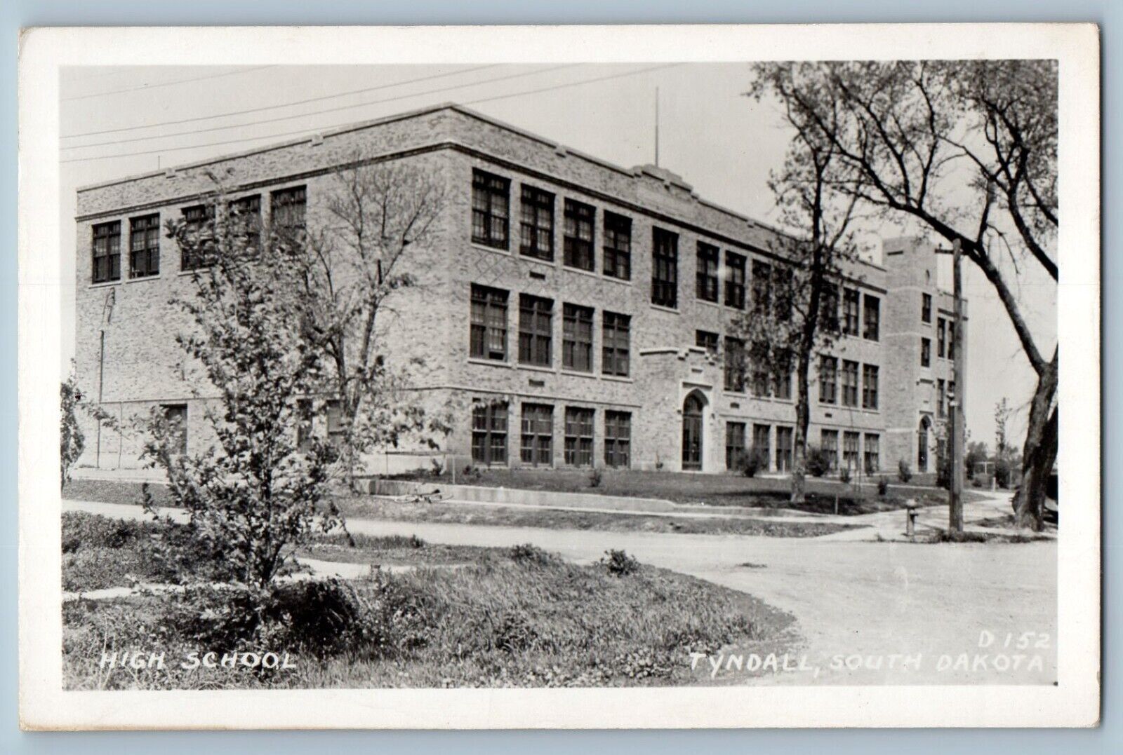 Tyndall South Dakota SD Postcard RPPC Photo High School Building c1950 ...