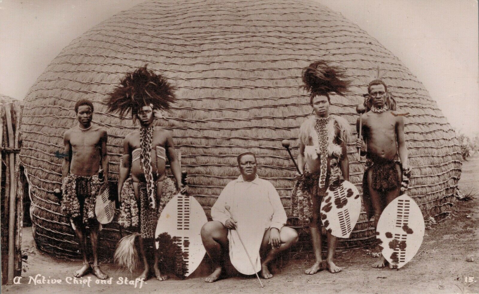 Africa A Native Chief and Staff Zulu Warrior Zululand Ethnic RPPC 06.28 ...