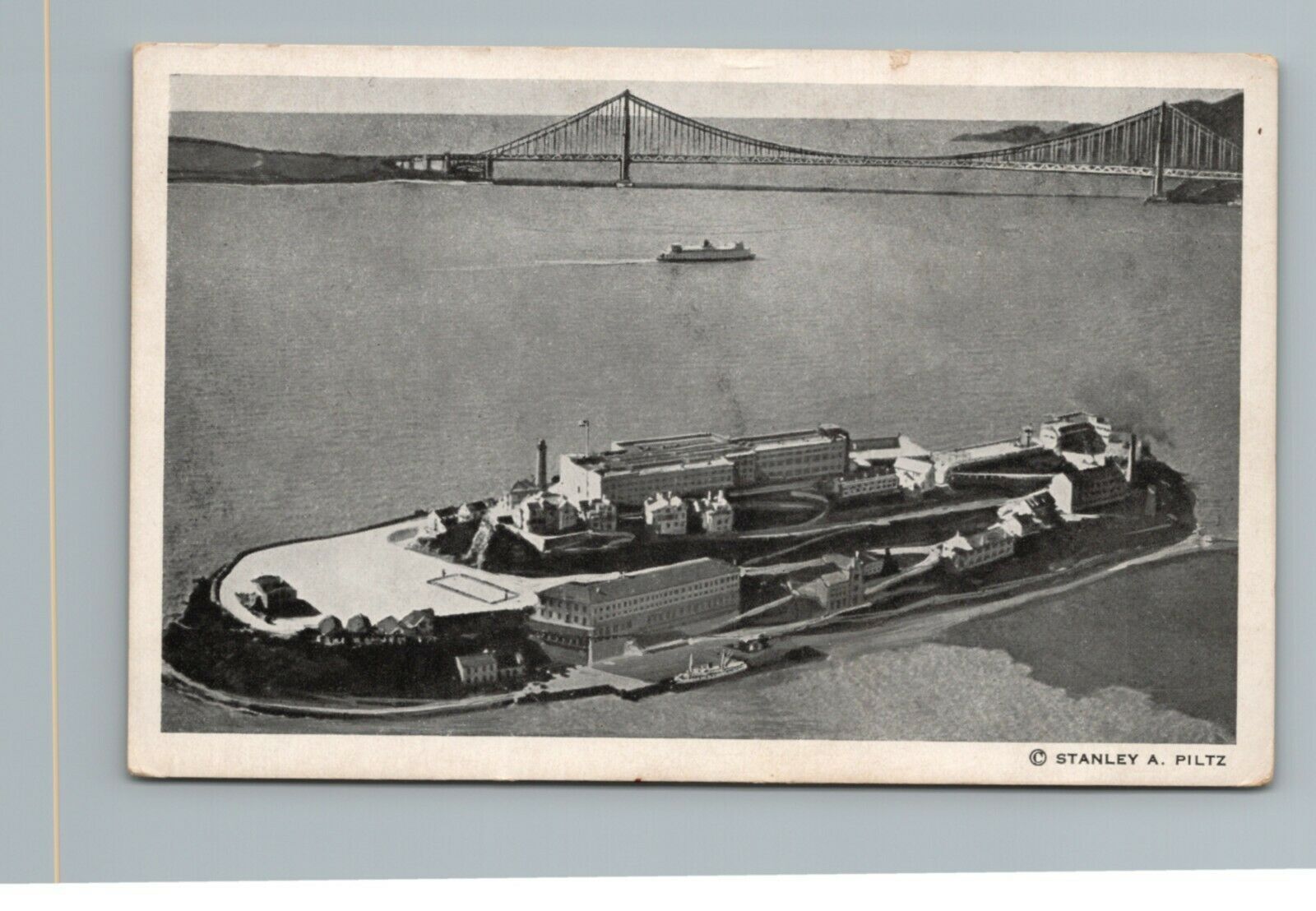 Alcatraz Island Prison San Francisco Bay Golden Gate Bridge Vintage ...