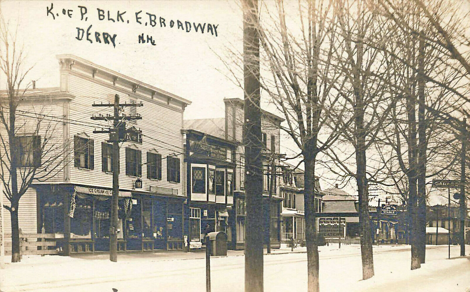 Derry NH East Broadway Ice Cream Store Fronts K of P Blo Real Photo ...