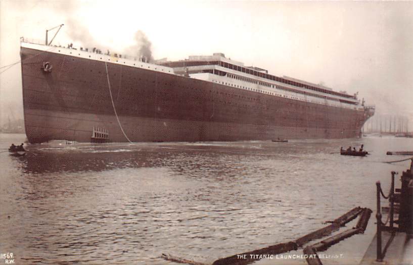 SS Titanic Launching, Modern Card White Star Line Titanic Ship | Topics ...