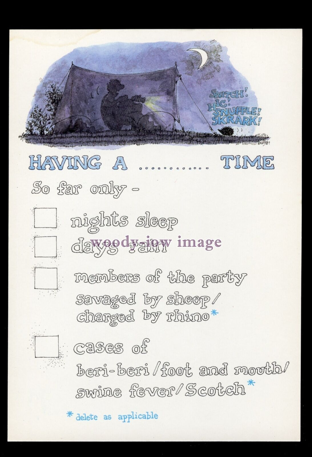 BES038 - Tick Box Alternatives/for Having a .... time - comic postcard ...