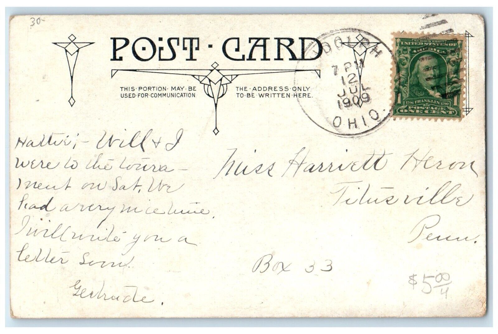 1909 Mayor Gen. Frederick Dent Grant Commanding United States Army ...