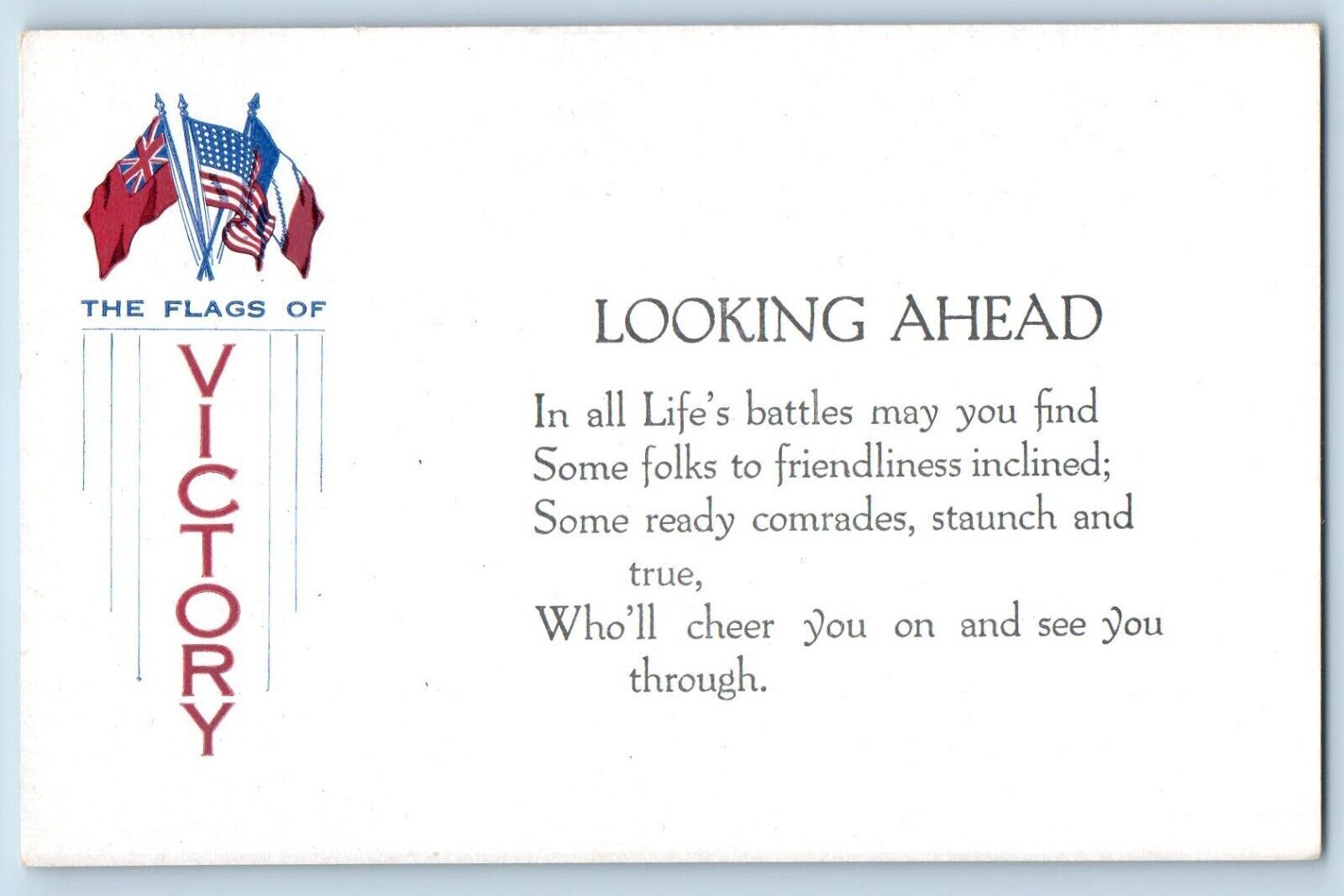 The Flags Of Victory Postcard Looking Ahead Poem WWI c1910's Unposted ...