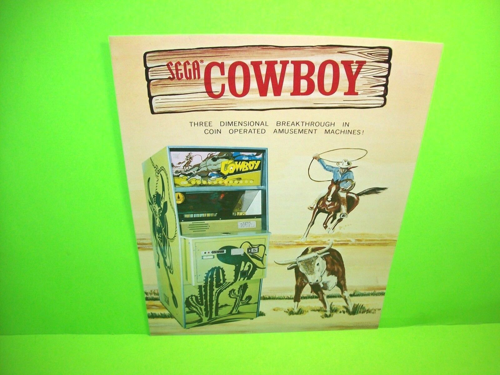 COWBOY Original NOS Western Theme Lasso Throwing Arcade Game Flyer 1974 ...
