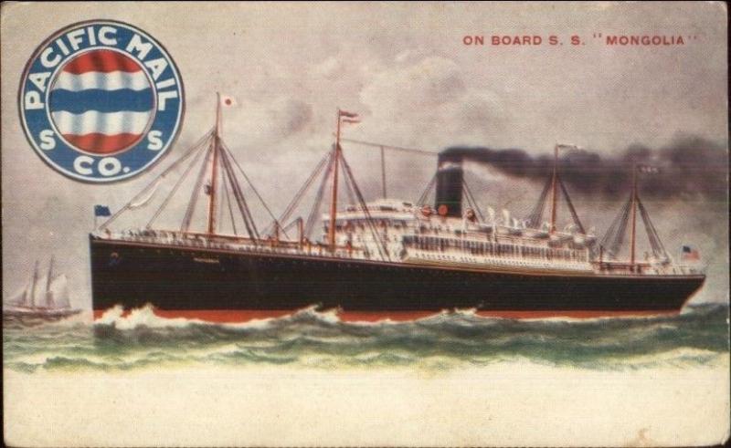 Pacific Mail Steamship Co SS MONGOLIA c1905 Postcard | Topics ...