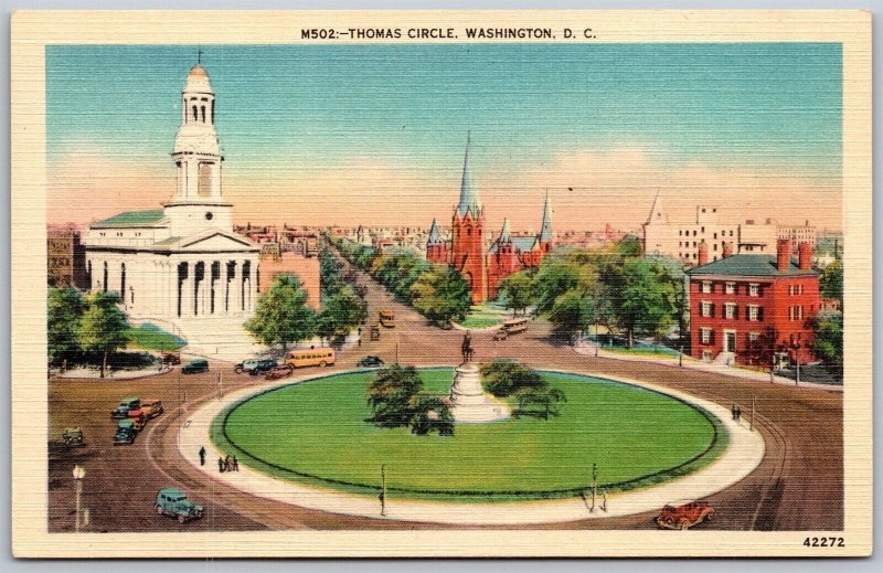 Vtg Washington DC Thomas Circle Street View 1930s Linen View Old ...