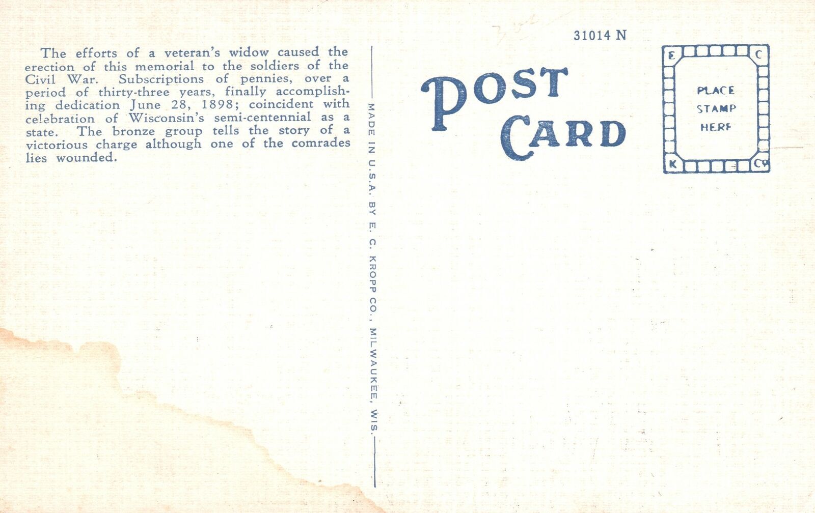 Vintage Postcard 1930's Soldiers' Monument Building Milwaukee Wisconsin ...