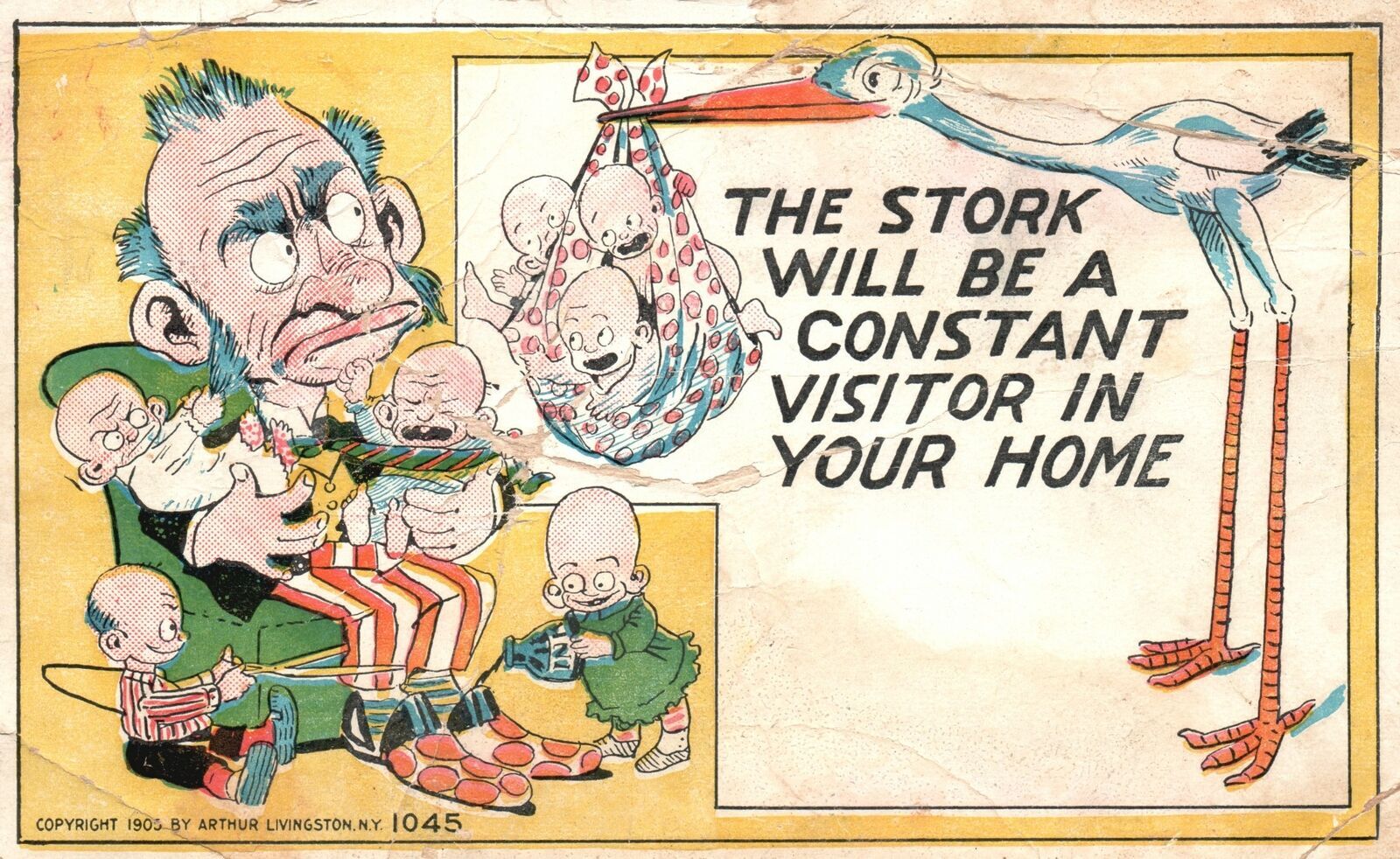 Vintage Postcard 1908 The Stork Will Be The Constant Visitor At Home ...