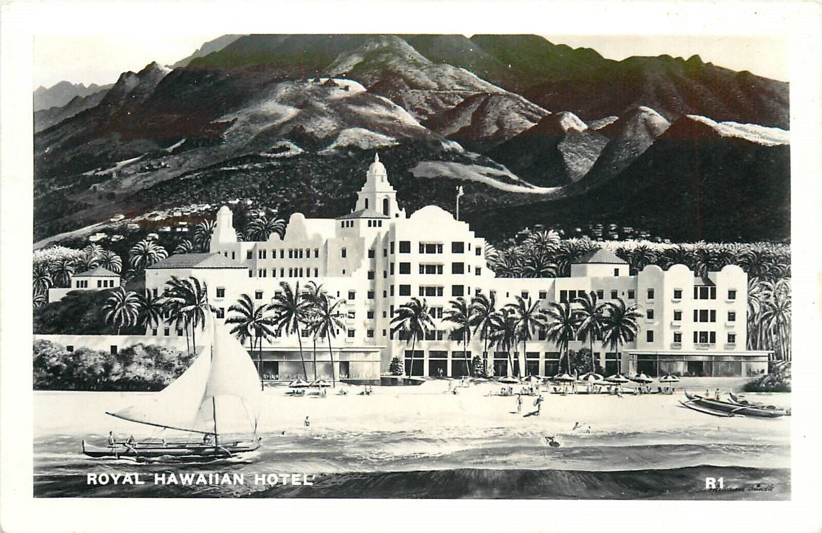 Hawaii 1940s Royal Hawaiian Hotel occupation roadside R1 Postcard RPPC ...