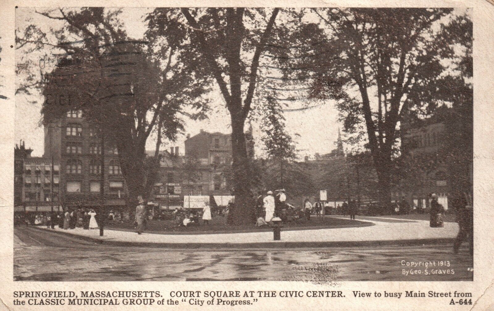 Vintage Postcard 1910s Court Square Civic Center Springfield MA City of ...