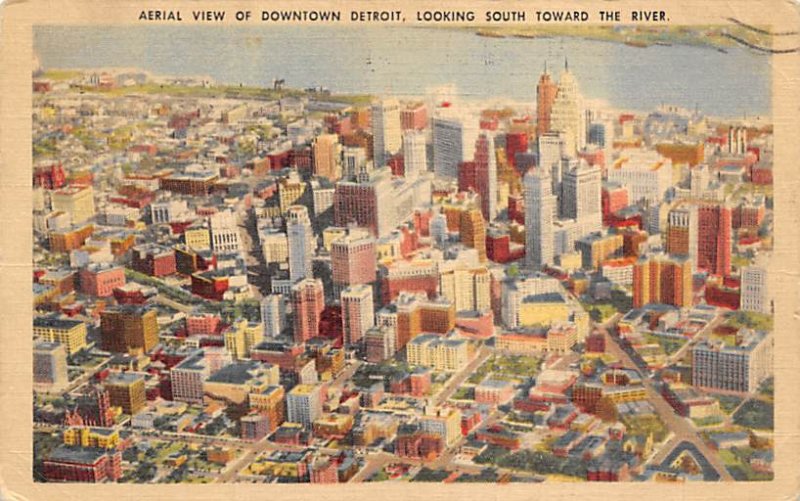 Downtown Detroit South Toward The River - Detroit, Michigan MI | United ...