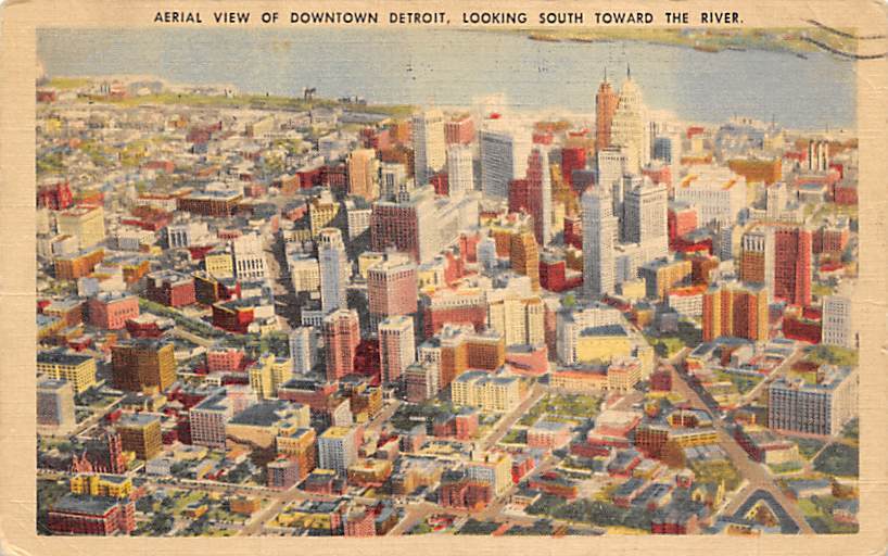 Downtown Detroit South Toward The River - Detroit, Michigan MI | United ...