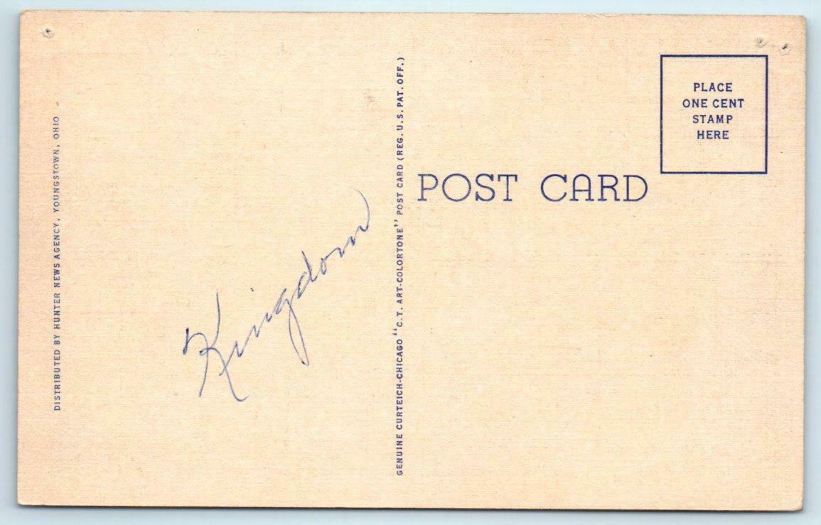 WARREN, Ohio OH ~ Night on MARKET STREET Scene ca 1940s Linen Postcard ...