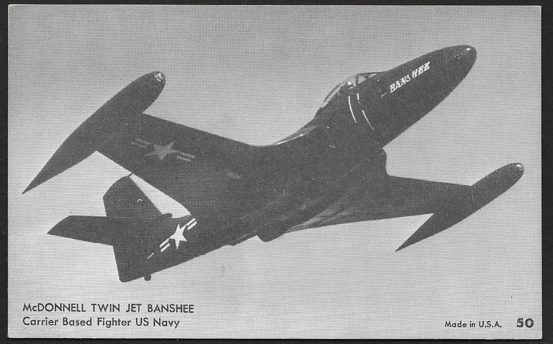 ARCADE CARD McDonnell Twin Jet Banshee US Navy Fighter Jet Airplane ...