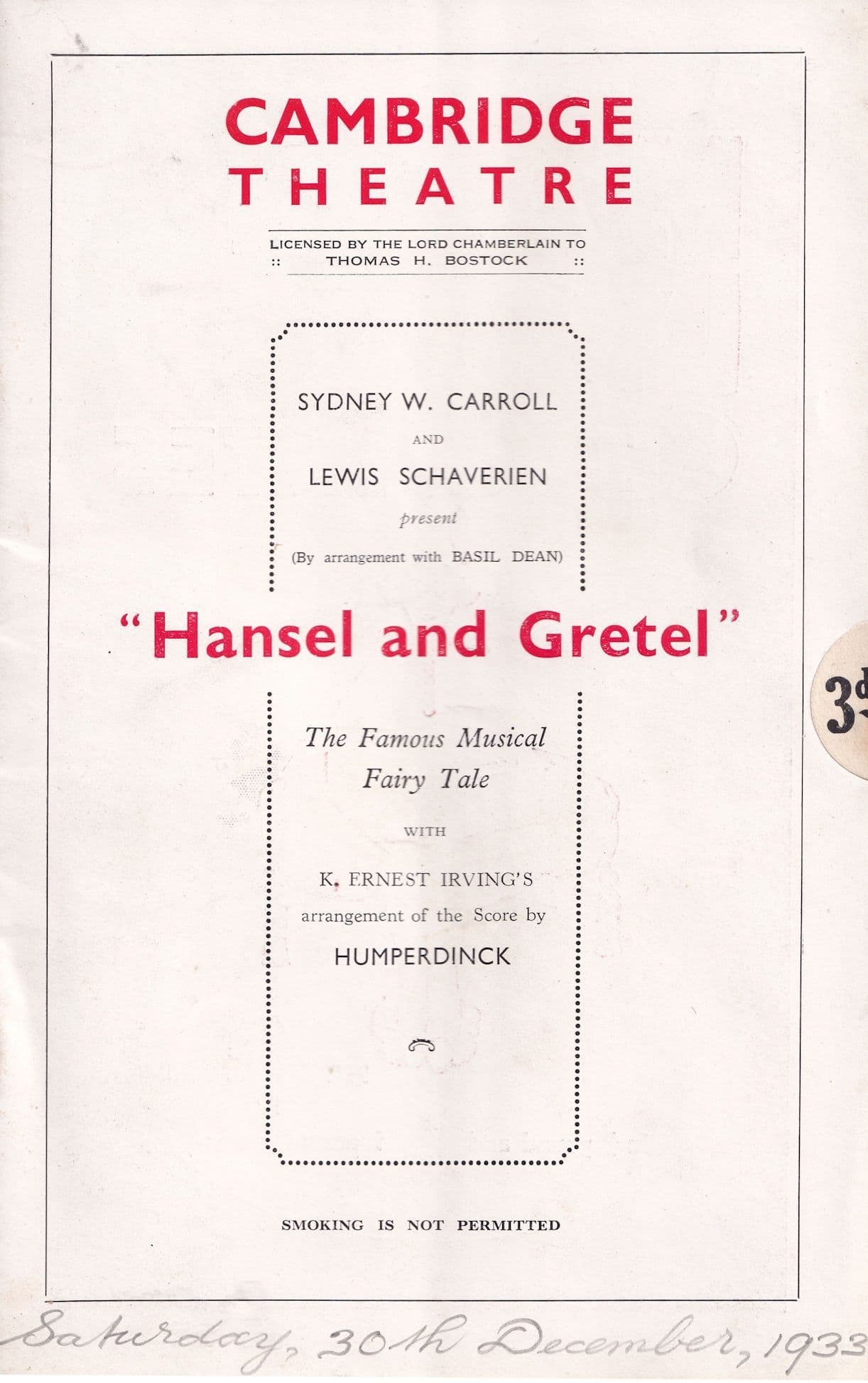 Hansel & Gretel Constance Willis London Theatre Pantomime Programme ...