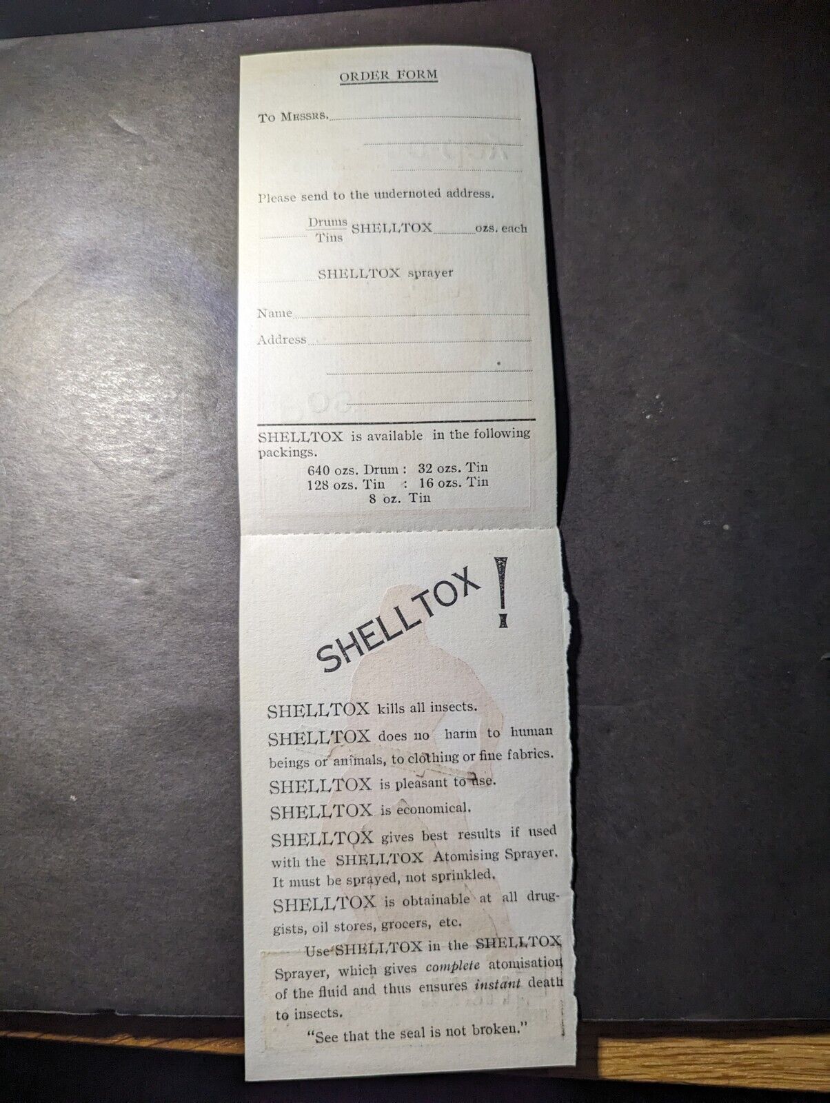 Mint Germany Shell TOX Insecticide Advertisement Folded Postcard Order ...