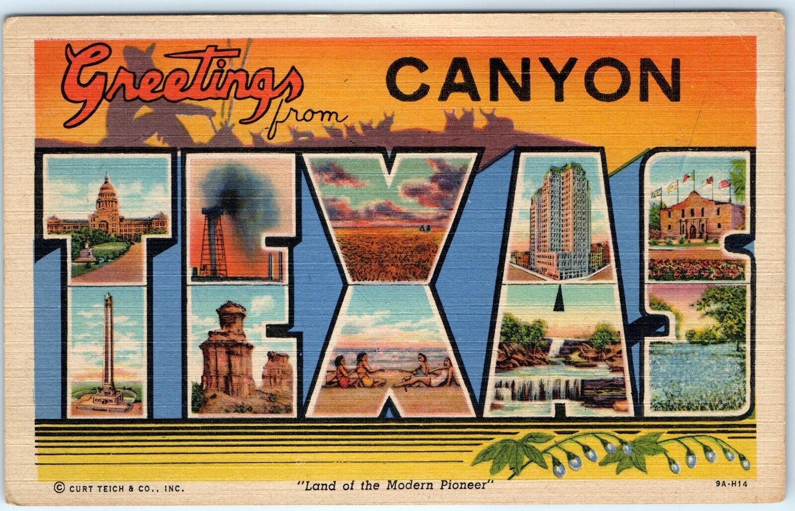 c1940s Canyon, TX Greetings Linen Curt Teich Postcard Curteich 3d ...