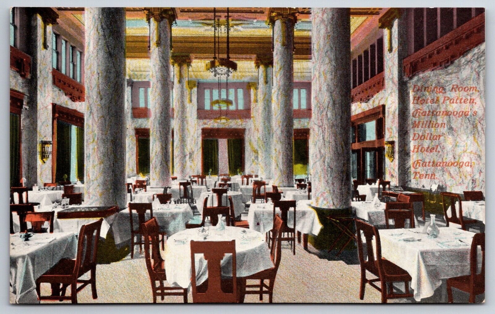 Chattanooga Tennessee~Hotel Patten Interior~Dining Room Marble Pillars ...