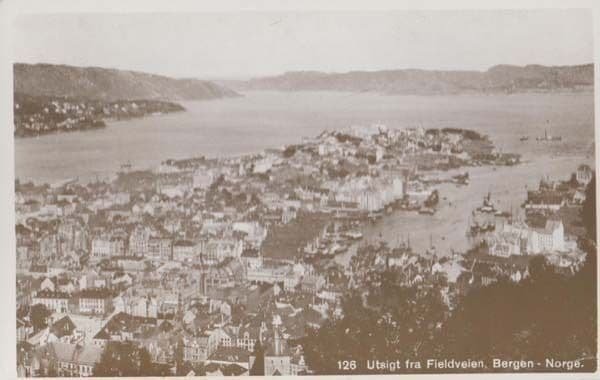 Bergen From Plane Birds Eye Aerial Fieldveien Norway Vintage Real Photo ...