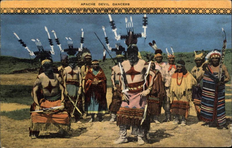 Native American Apache Indians Devil Dancers Linen Postcard | Asia ...